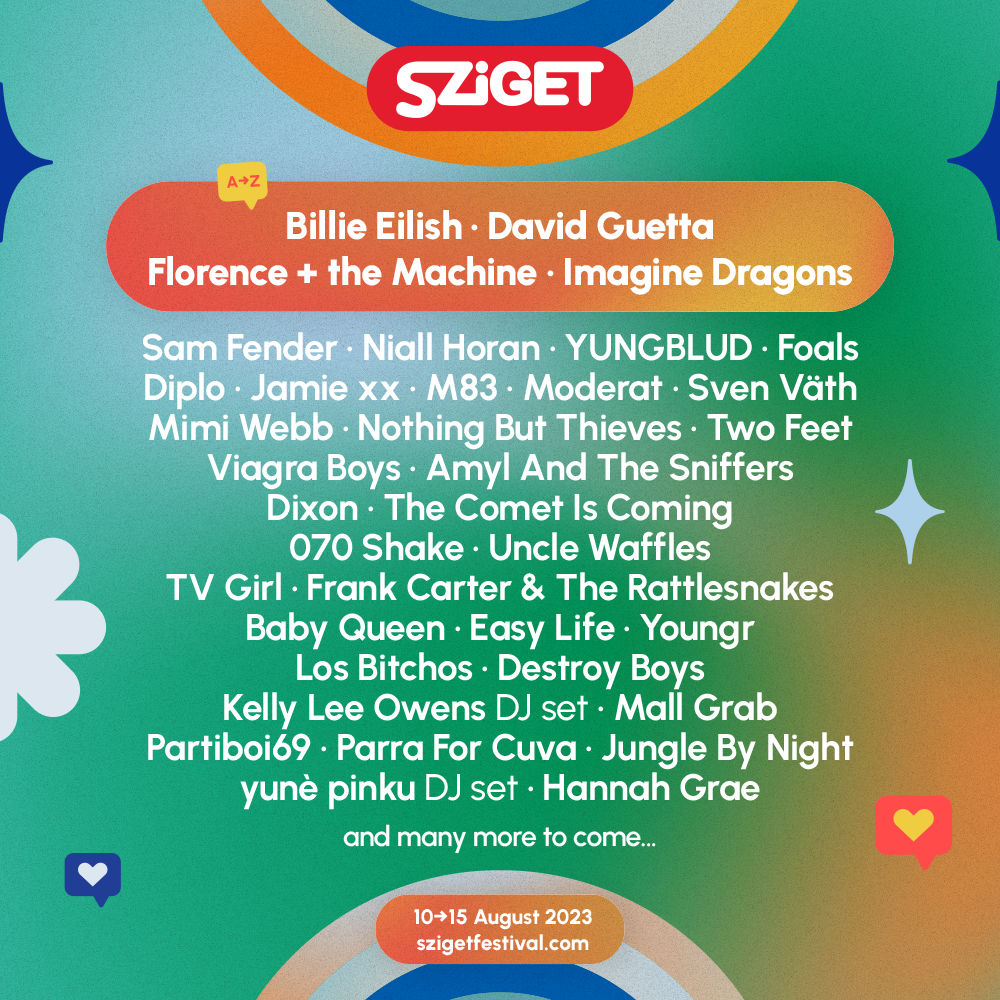 SZIGET FESTIVAL 2023: Billie Eilish, David Guetta, Florence + The ...
